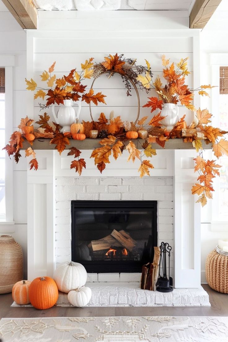 36 Cozy Fall Mantle Decor Ideas - The Unlikely Hostess